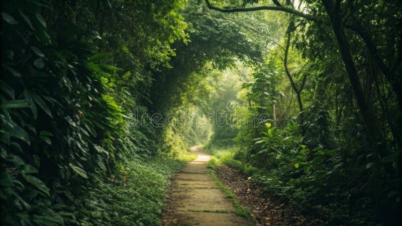 Enchanted Forest Path Lush Greenery, Earth Path, Mystical Tunnel Stock ...