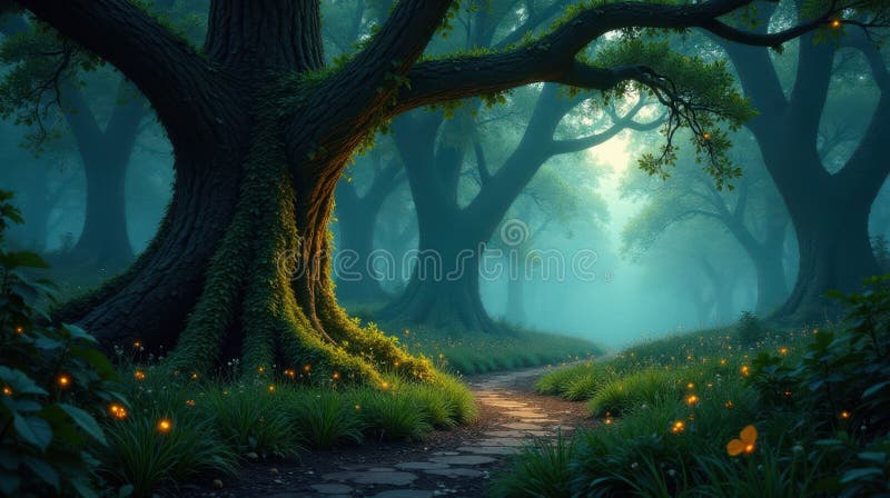 Enchanted Forest Path a Mystical Journey through Ancient Trees and ...