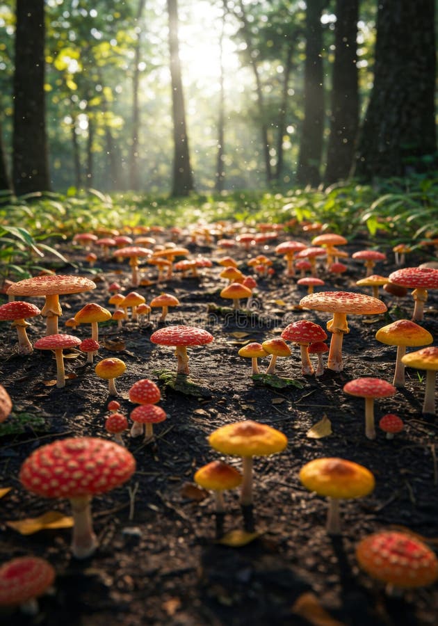 Enchanted Forest Path Sunbeams Mushrooms Stock Photos - Free & Royalty-Free Stock Photos from ...