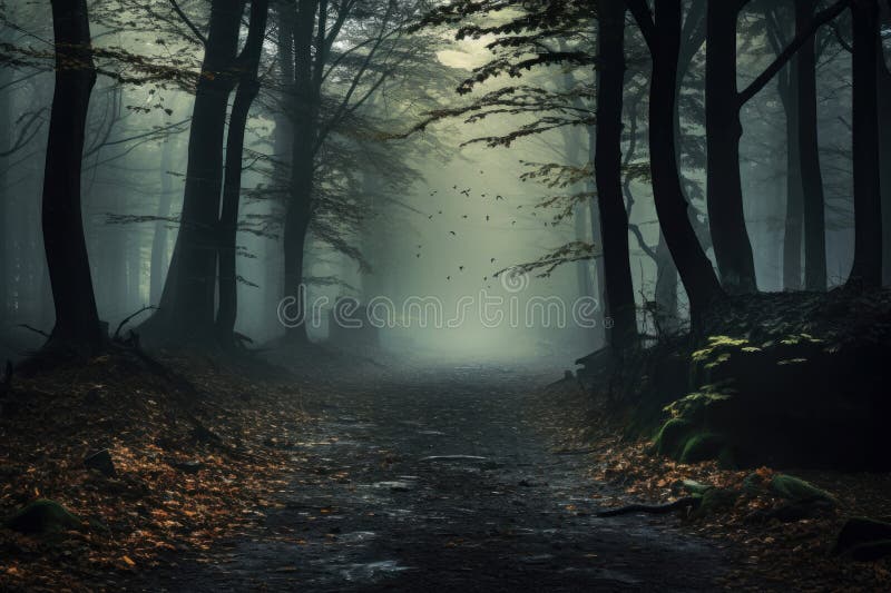 Enchanted Forest Path at Twilight Stock Illustration - Illustration of ...