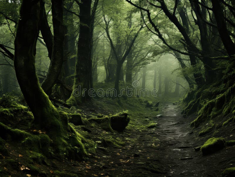 Enchanted forest pathway stock illustration. Illustration of forest ...