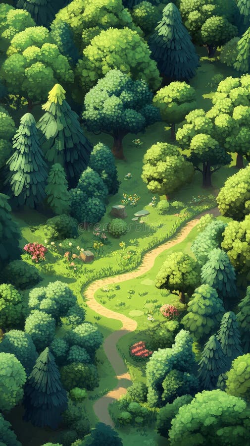 Enchanted Forest Pathway - Lush Green Nature Stock Illustration ...