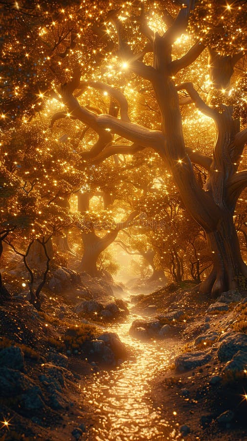 Enchanted Forest Pathway stock illustration. Illustration of light ...