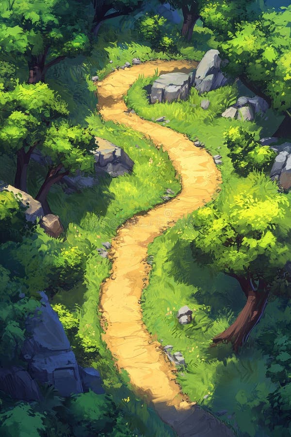 Enchanted Forest Pathway - a Serene Nature Scene Stock Illustration ...