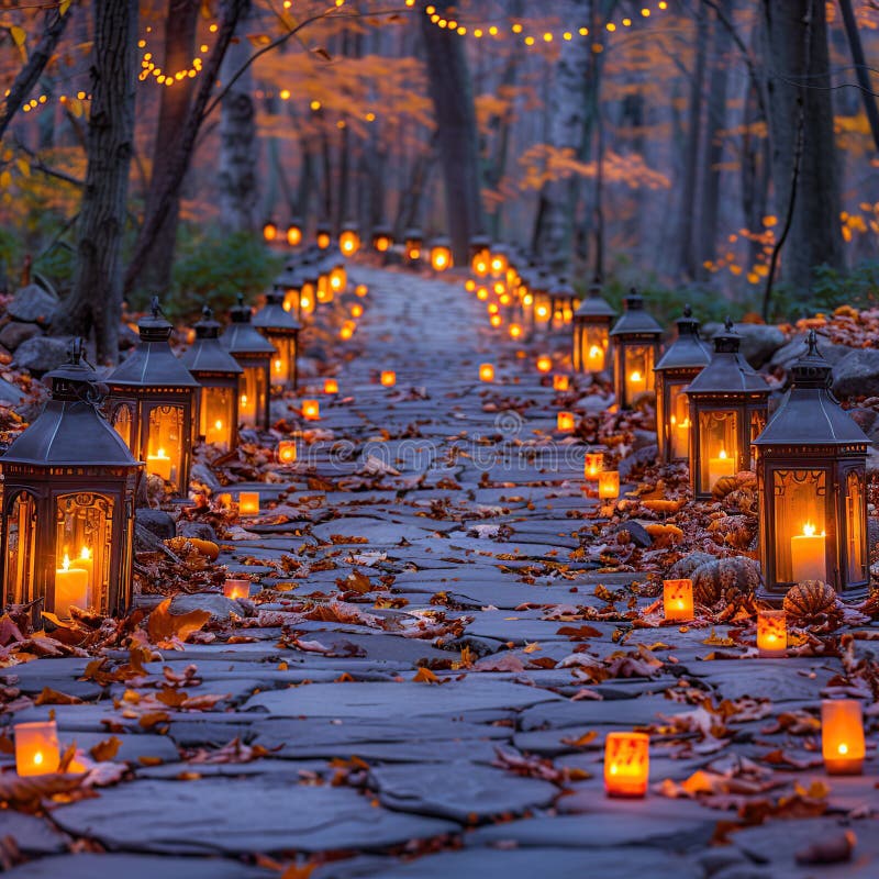 Enchanted Forest Pathway stock illustration. Illustration of shadows ...