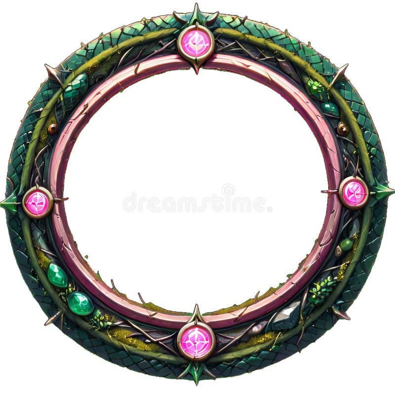 Enchanted Forest Portal Frame with Gemstones Stock Photo - Illustration ...