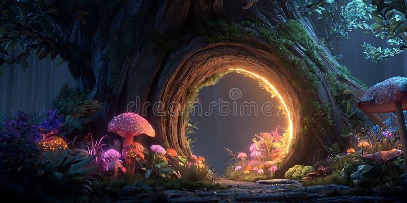 Enchanted Forest Portal Magical Fantasy Background Stock Illustration ...