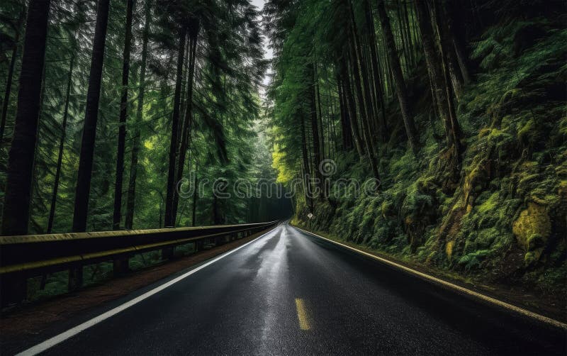Enchanted Forest Road: a Journey through Lush Greenery. Created by ...