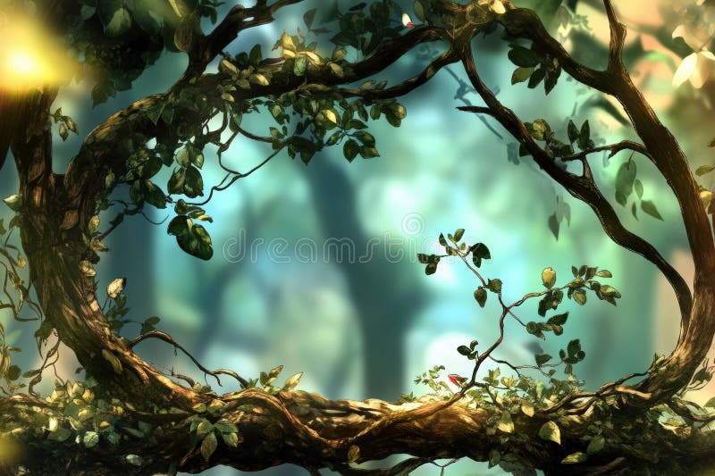 Enchanted Forest Scene with Lush Greenery and Soft, Dreamy Lighting ...