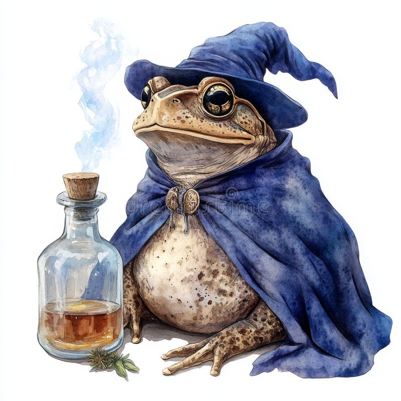 An Enchanted Forest Scene with a Whimsical, Grumpy Toad Wizard ...