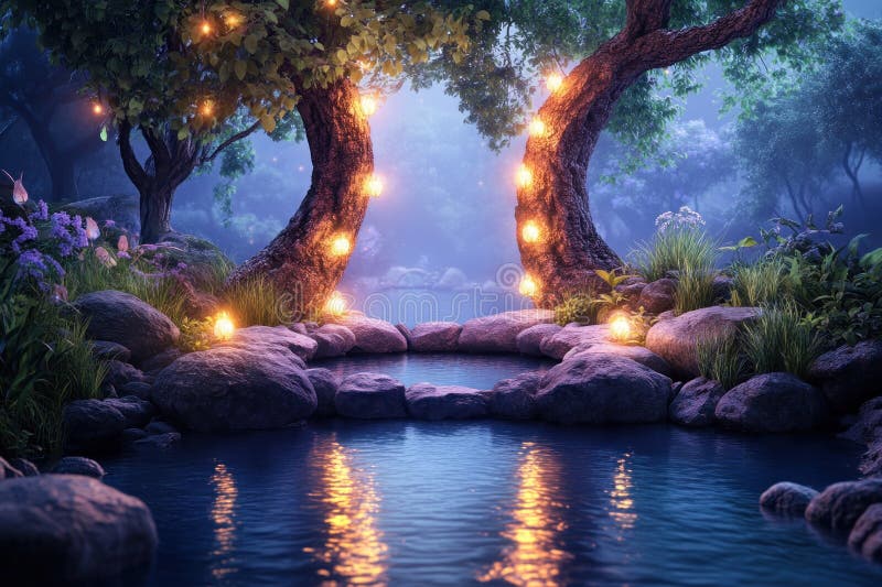 Enchanted Forest a Serene Pool of Light and Wonder, a Dreamlike ...