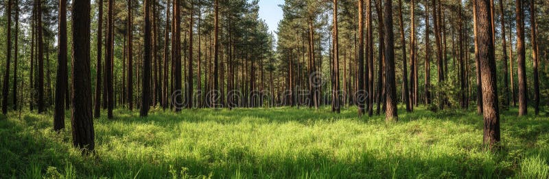 An Enchanted Forest in Springday Panorama. Stock Image - Image of ...