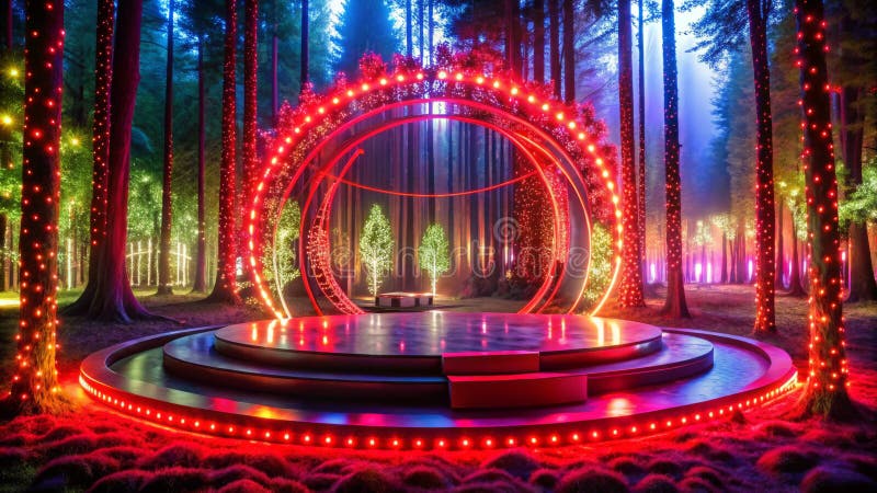 Enchanted Forest Stage Circular LED Arch, Multi-tiered Platform, Night ...