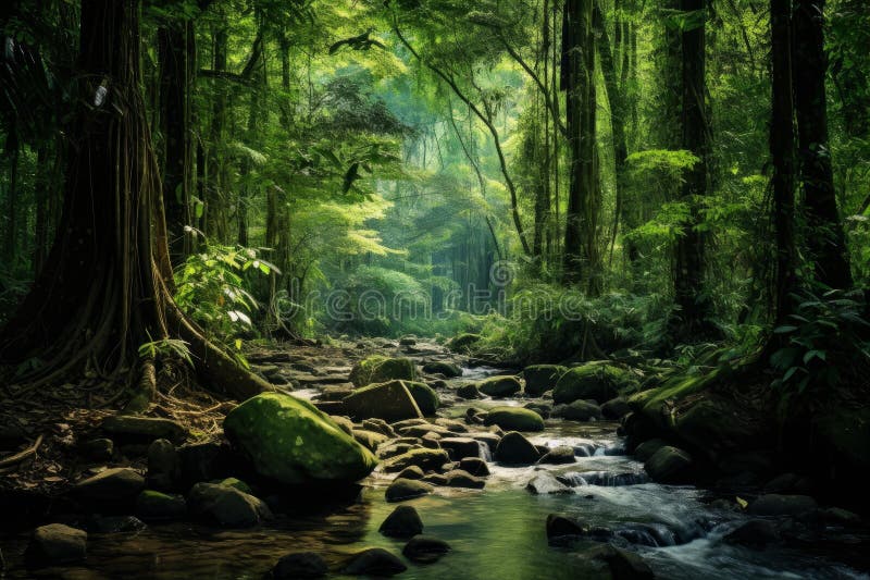 Enchanted Forest Stream at Dawn Stock Photo - Image of brook, landscape ...