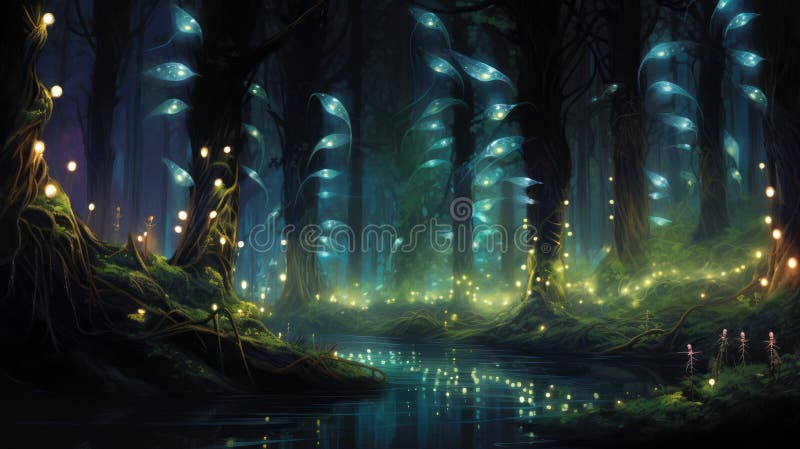 Enchanted Stream: a Fairy Tale Wonderland Stock Illustration ...