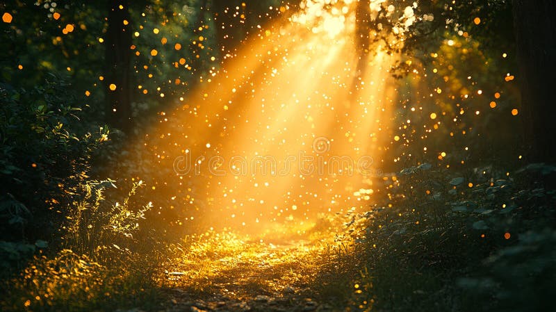 Enchanted Forest with Sunlight and Sparkles Stock Image - Image of peaceful, environment: 336811831