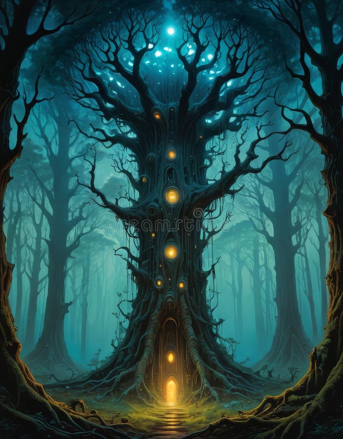 Enchanted Forest with Talking Trees and Playful Sprites Stock ...