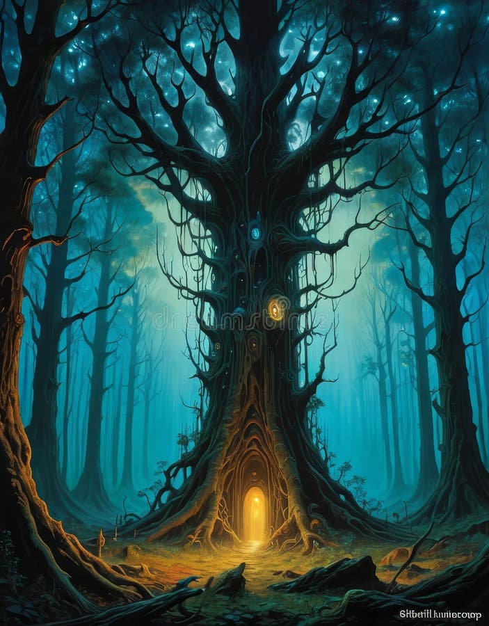 Enchanted Forest with Talking Trees and Playful Sprites Stock ...