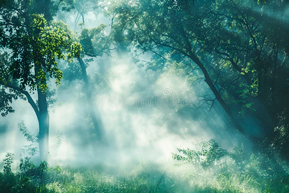 Enchanted Forest with Thick, Swirling Mist Stock Photo - Image of ...