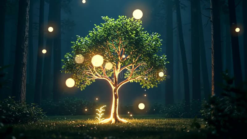 Enchanted Forest Tree stock footage. Video of lights - 369764570