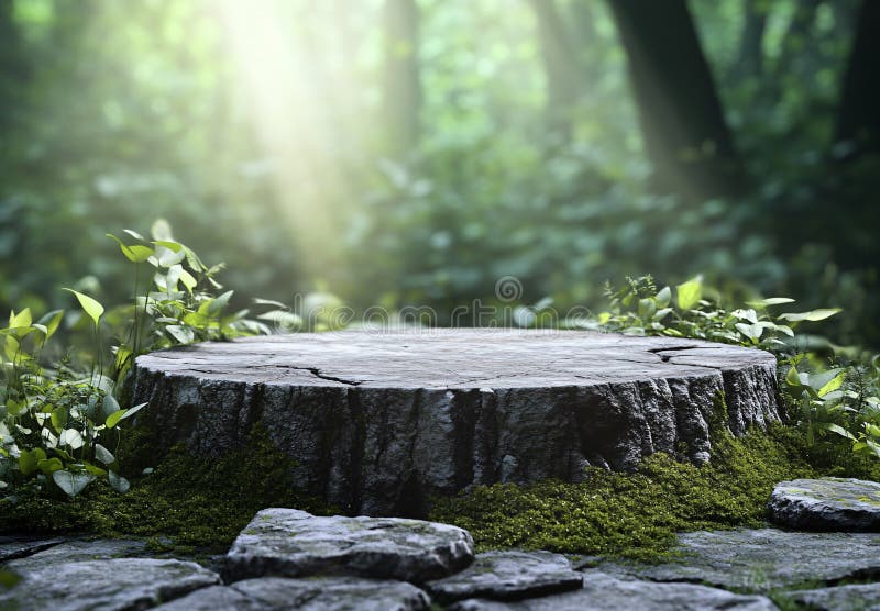 Enchanted Forest Tree Stump Product Display High Quality Image Stock ...