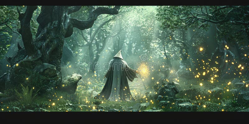 A Skilled Wizard Uses Magic To Cast Spells within the Mystical ...