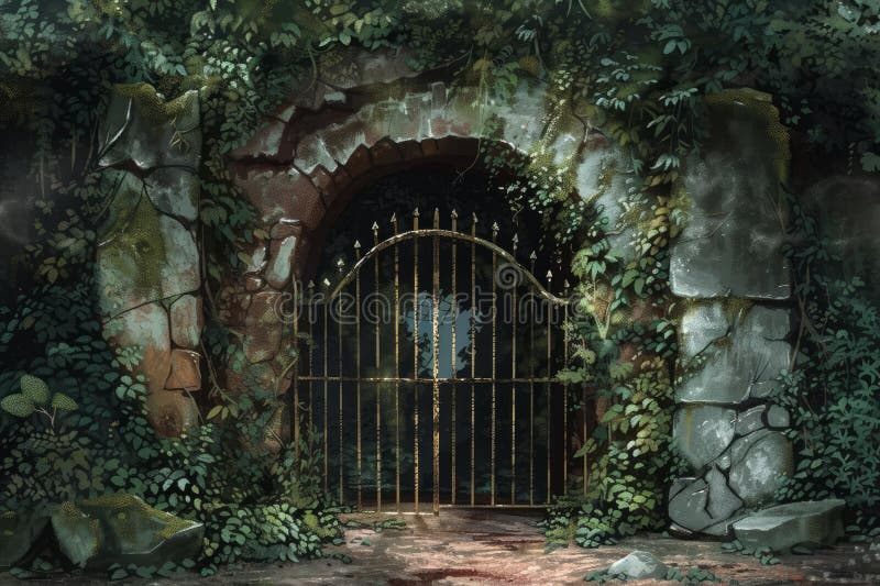Enchanted Garden Gate in Forest Stock Photo - Image of rustic, nature ...
