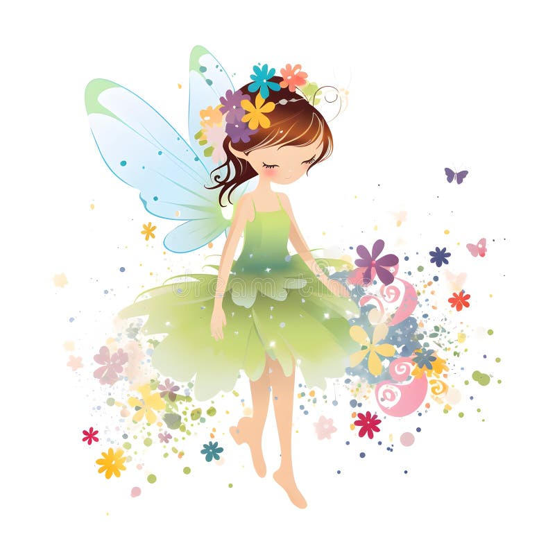 Enchanted Garden Oasis, Vibrant Clipart of Cute Fairies with Enchanted ...