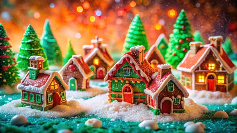 Enchanted Gingerbread Village Glowing with Festive Lights and Snowy ...