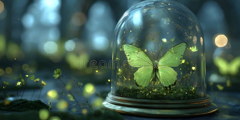 Enchanted Glass Butterfly Magical Fantasy Art Stock Illustration ...