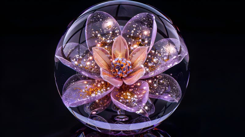 Enchanted Glass Flower: 3D Render Stock Illustration - Illustration of ...