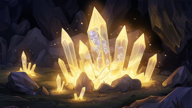 Enchanted Glowing Crystal Formation in Mystical Cave Setting Stock ...