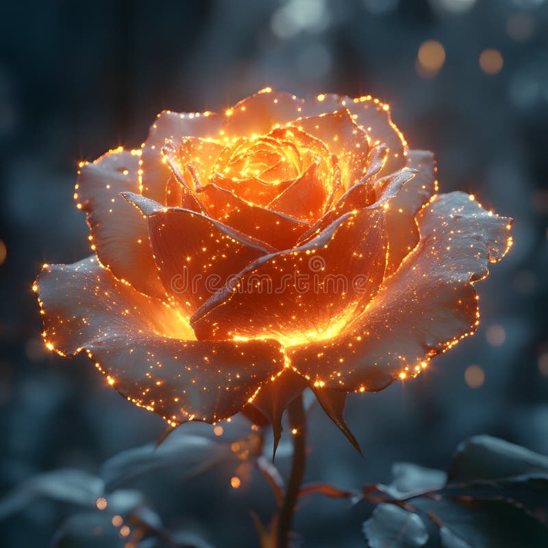 Enchanted Glowing Rose stock photo. Image of atmosphere - 329719004
