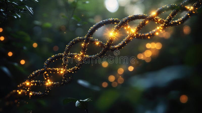 Enchanted Golden Strand in Lush Forest Setting with Sparkling Magic ...