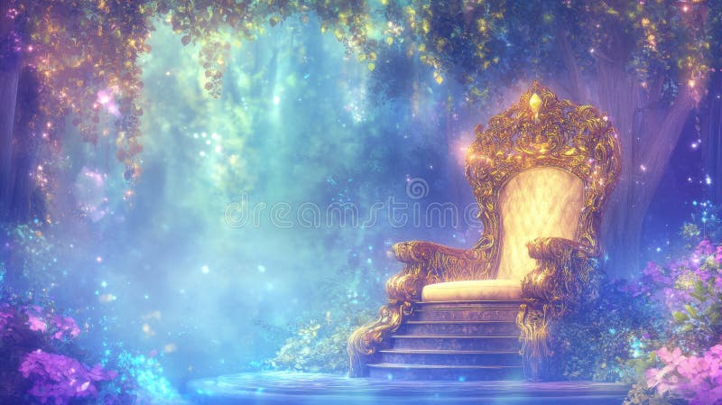 Enchanted Golden Throne in Mystical Forest Clearing Stock Photo - Image ...