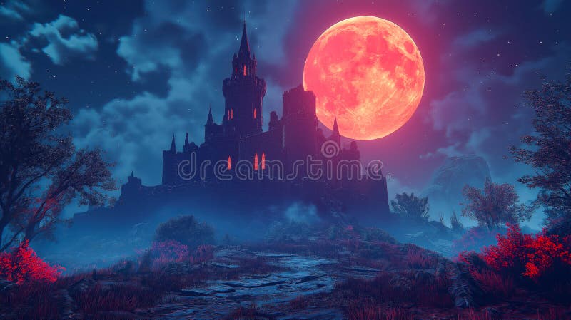 Crimson Moonlit Castle Stock Photos - Free & Royalty-Free Stock Photos ...