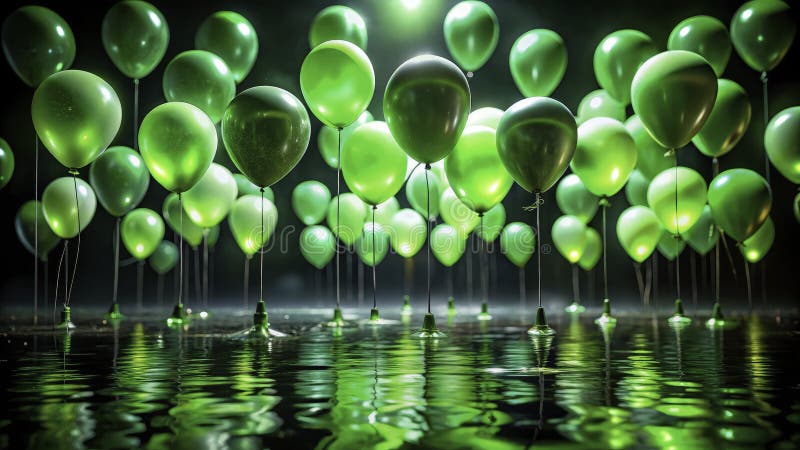Enchanted Green Balloons Float in Ethereal LowLight Photography ...
