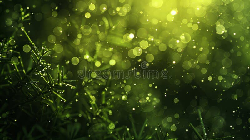 Enchanted Green: Magical Bokeh Lights & Dewy Foliage Texture Background ...