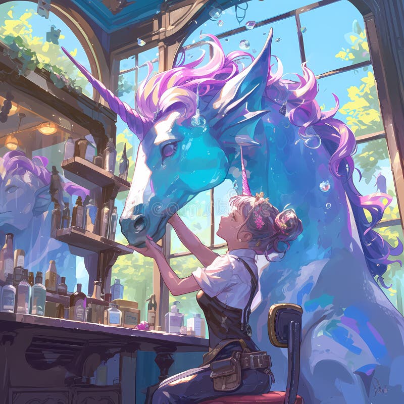 Enchanted Grooming Session stock illustration. Illustration of scissor ...