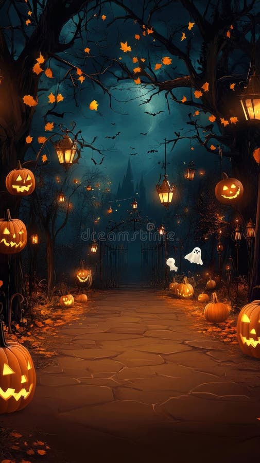 Enchanted Halloween Pathway, a Spooky Journey into the Unknown Stock ...
