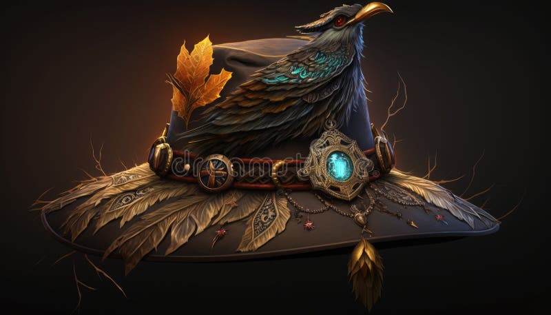 The Enchanted Hat of the Dragon Keeper. Generative AI Stock ...