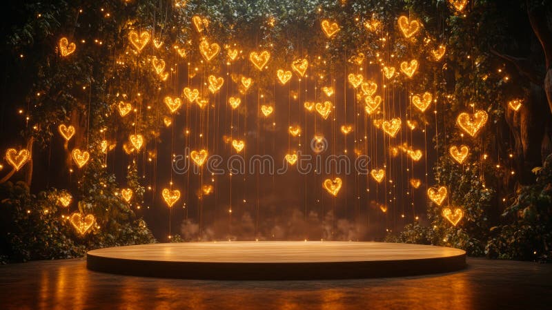 Enchanted Heart Lights Romantic Stage Setting Stock Illustration ...