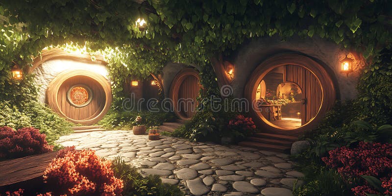 Enchanted Hobbit Hole Magical Fantasy Home Background Stock ...