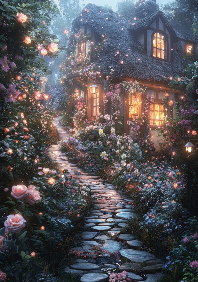 Enchanted House in a Magic Garden Stock Image - Image of magical, cozy ...