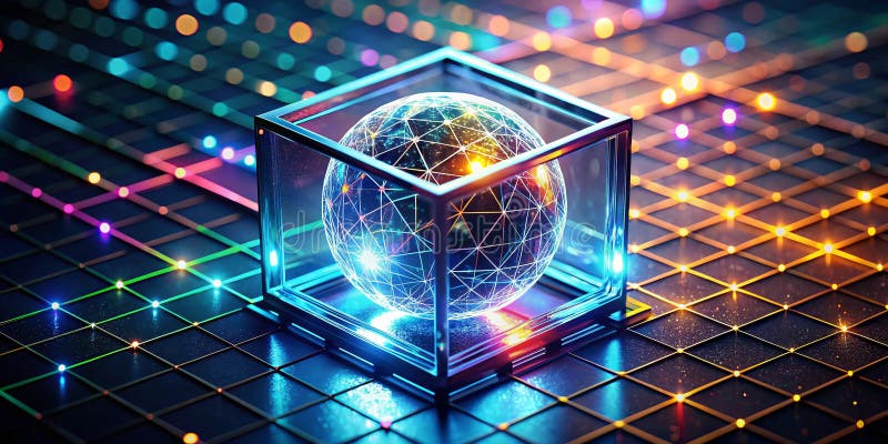Enchanted Isometric Hologram a Vector Sphere within a Cube Immersive 3D ...