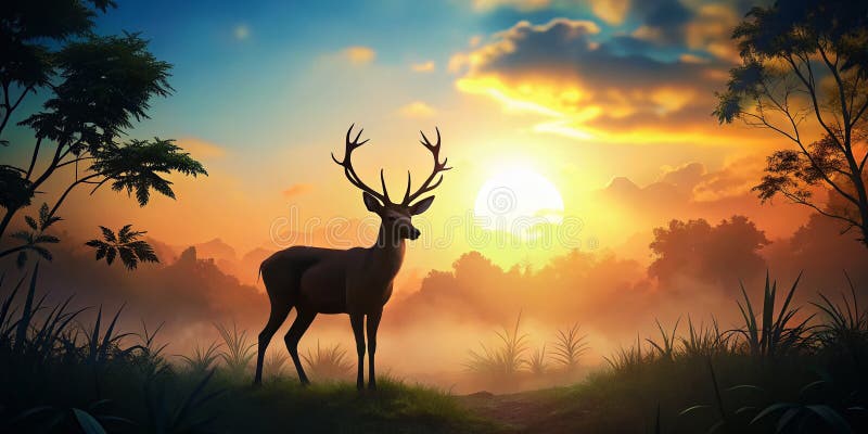 Enchanted Jungle Deer Silhouette a Captivating Looping Animation Still ...