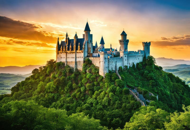 An Enchanted Kingdom of Knights- Dragons- and Castles. Stock ...