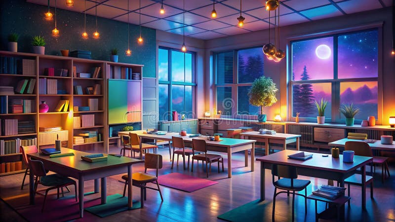 Enchanted Learning Space a Creative Classroom Suspended in Low Light ...