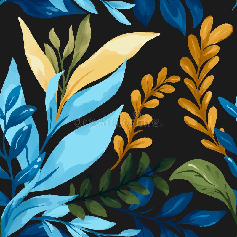 Enchanted Leave Watercolor Seamless Pattern for Background Stock ...