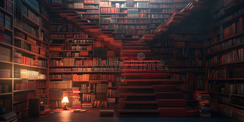 Enchanted Library Background Magical Book Stacks Image Stock ...